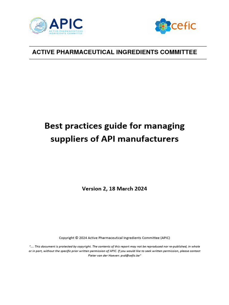 APIC Supplier of API | Download Free PDF | Audit | Risk