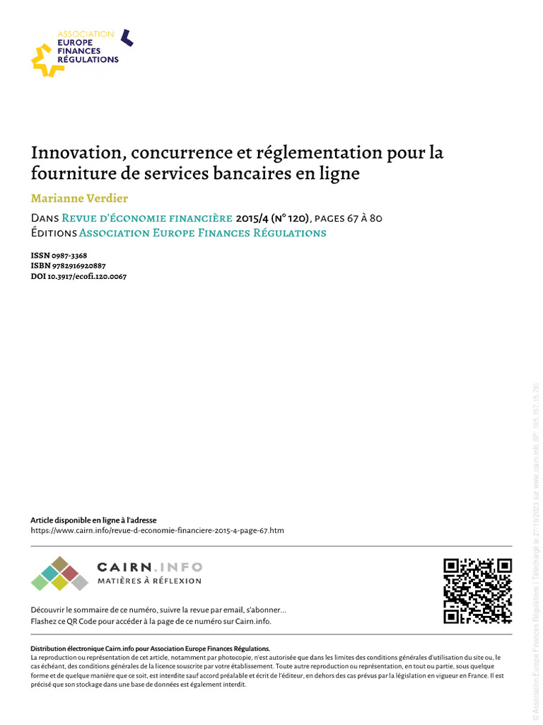 Services bancaires en ligne : innovation et régulation | PDF | Banques ...