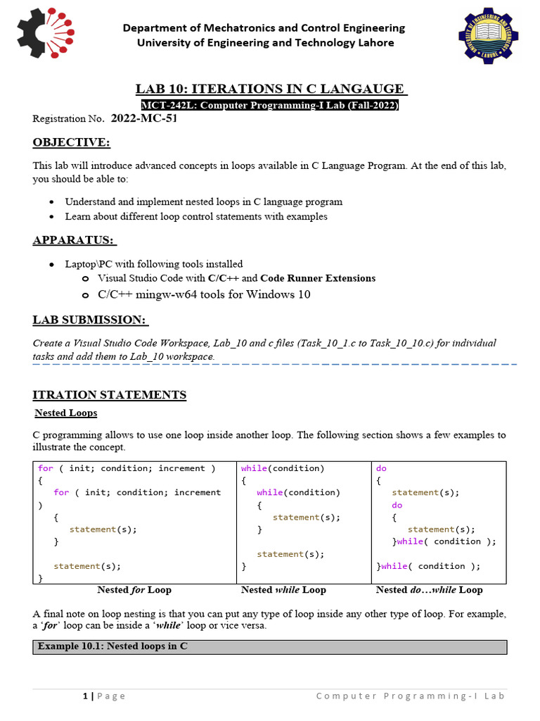MCT-242L CP1 2022 LM10 - 51 | PDF | Control Flow | C (Programming Language)