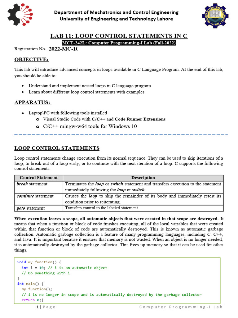 MCT-242L CP1 2022 LM11 10 | PDF | Control Flow | Scope (Computer Science)