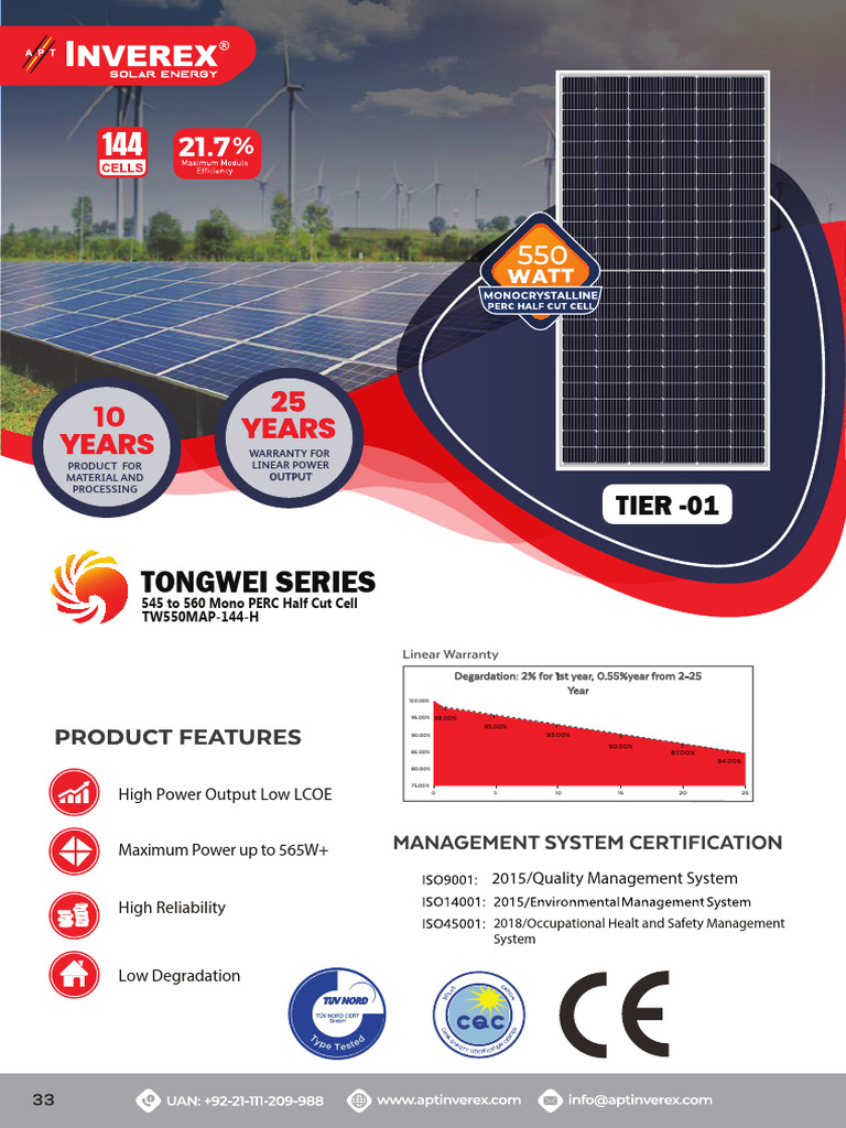 INVEREX Tongwei 550 Watt | PDF | Electricity | Electrical Engineering