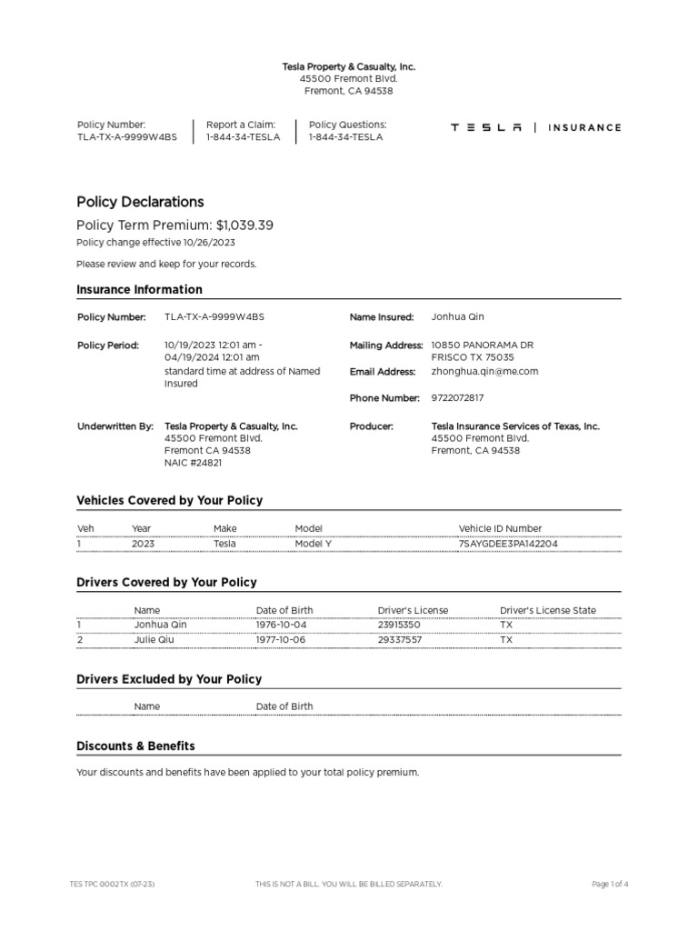 Declarations Pages | PDF