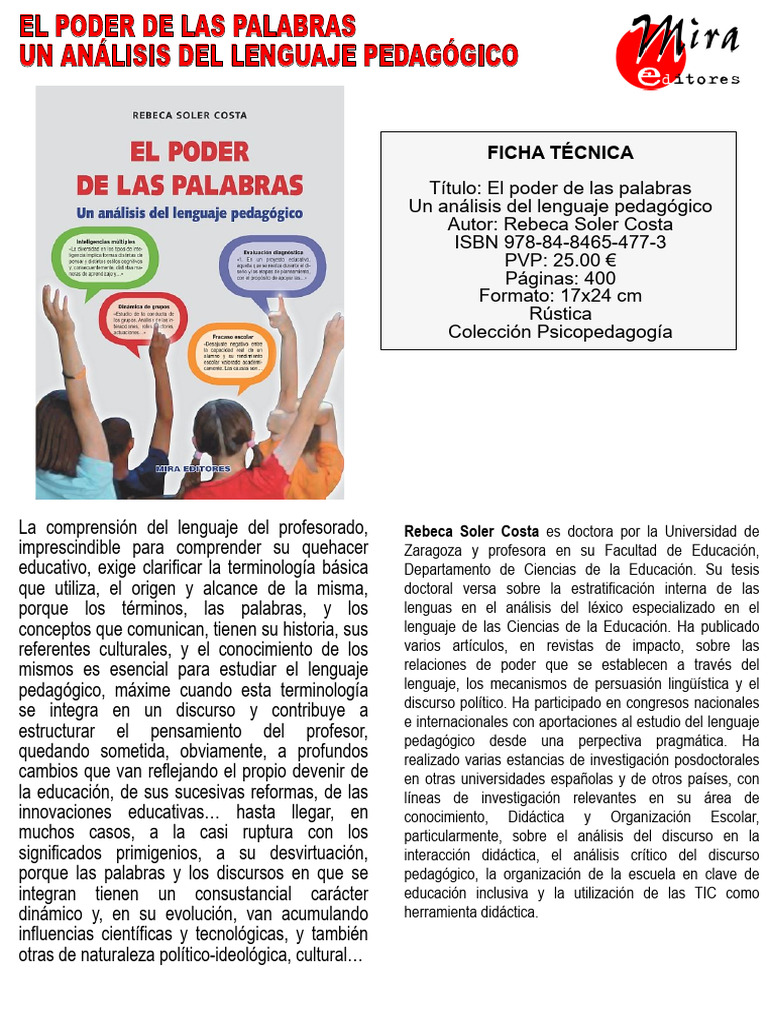 El Poder De Las Palabras Pdf Pedagogía Maestros