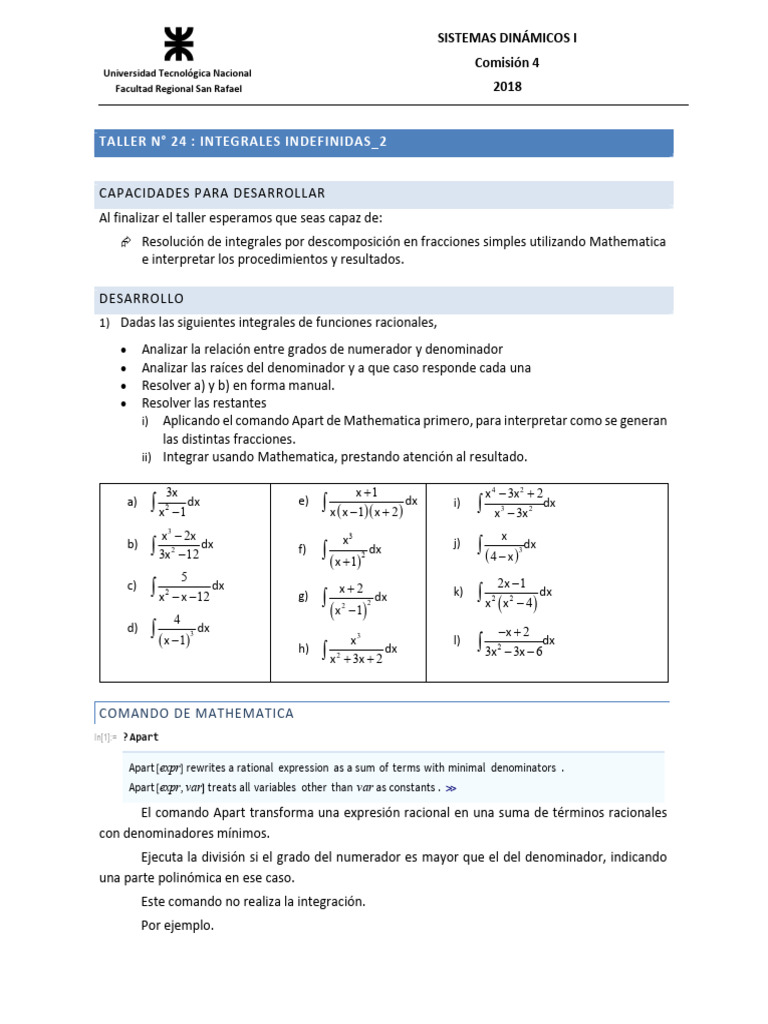 Taller Integrales Fracciones Simples | Descargar gratis PDF | Integral ...