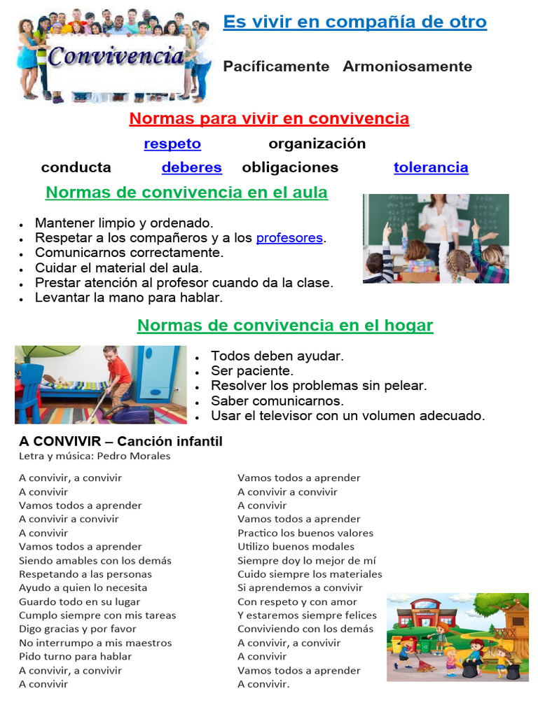 Canción Infantil sobre la Convivencia | PDF | Artes del Lenguaje y ...