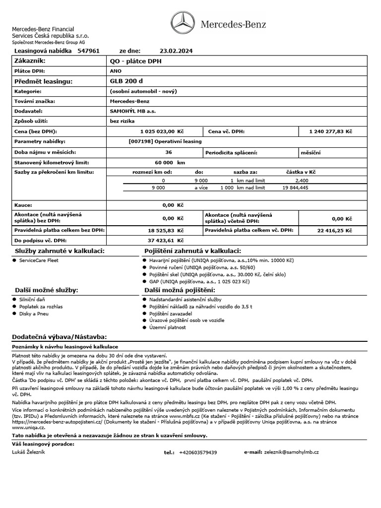 OL GLB 200d - 36 Months | PDF