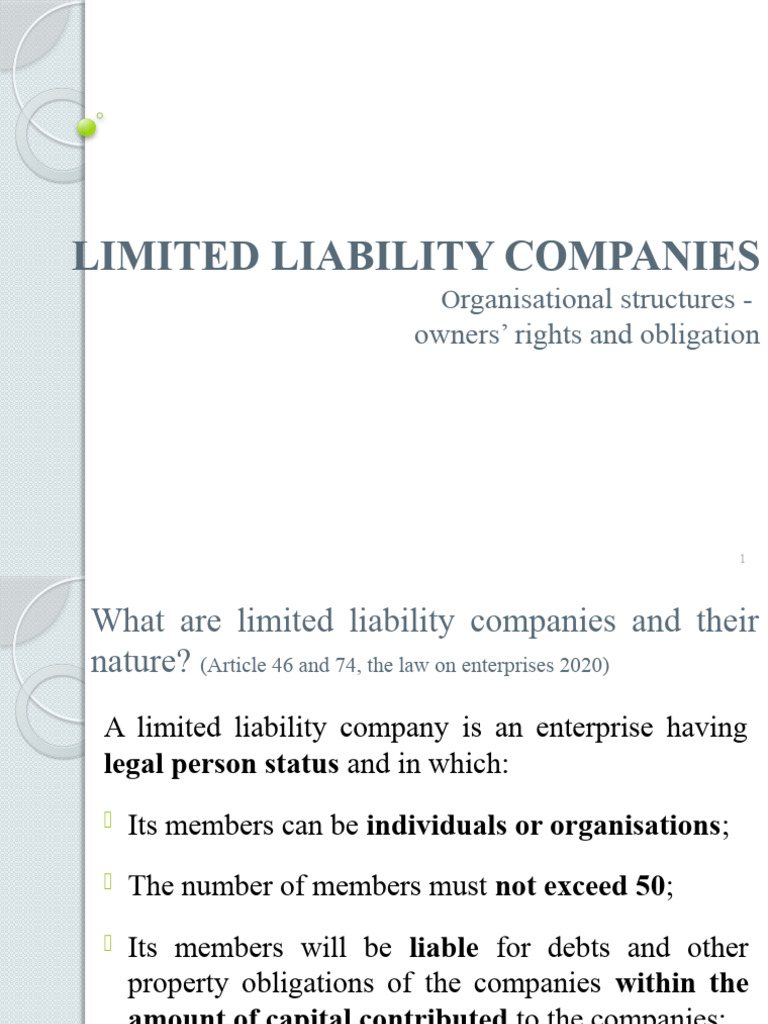 Limited Liability Companies 1 1 | PDF