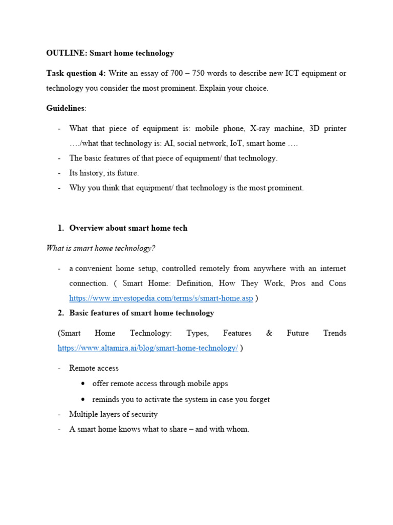 OUTLINE Writing ICT | Download Free PDF | Home Automation | Internet Of ...