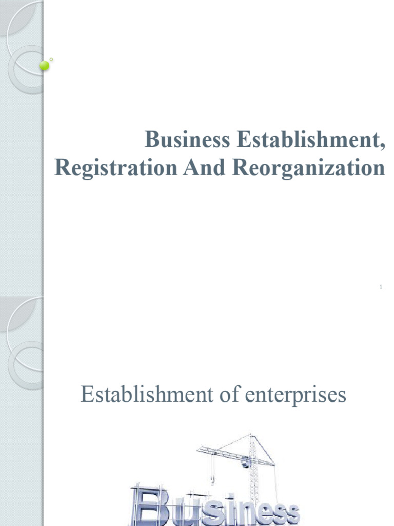 Business Establishment, Registration and Reorganisation | PDF | Joint ...