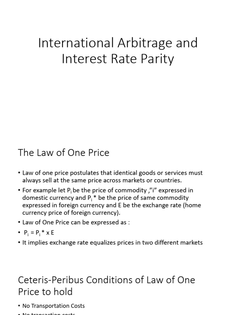 International Arbitrage and Interest Rate, Inflation and Exchange Rate ...