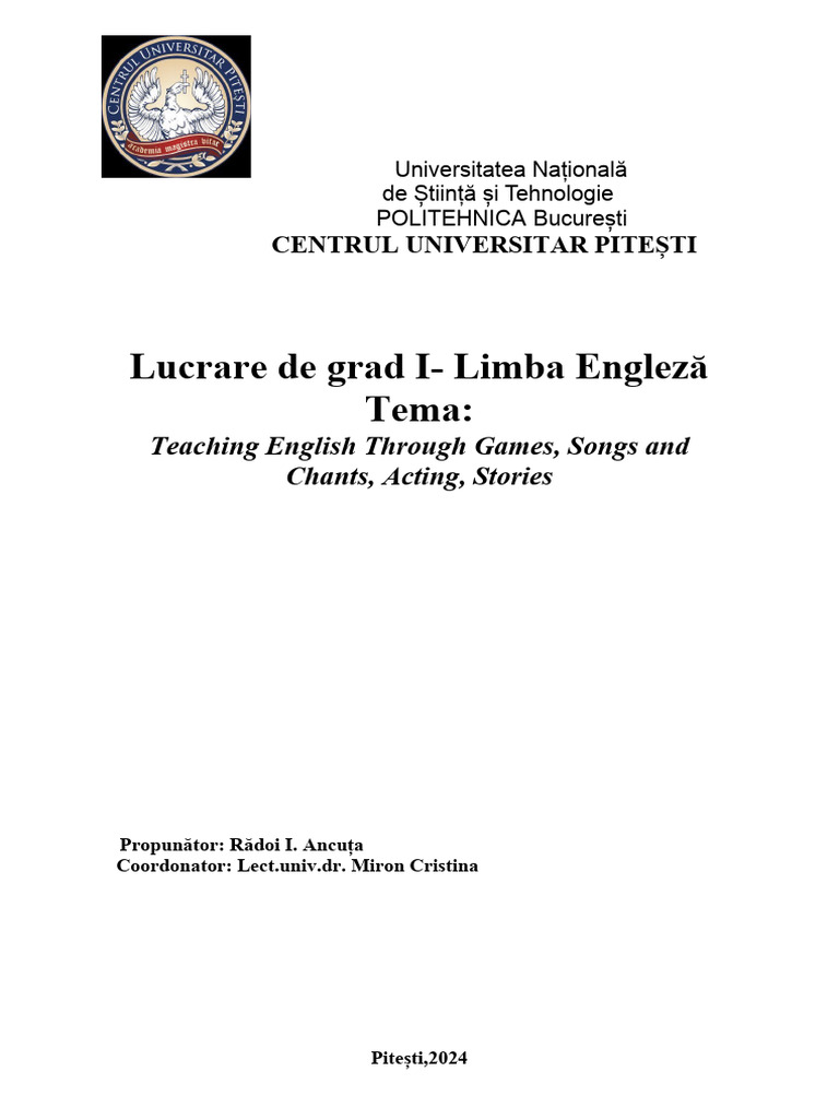 Colocviu-Lucrare Limba Engleza Grad 1 | PDF