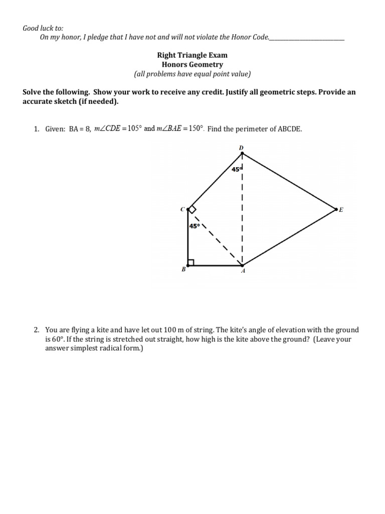 Right Triangle Test B | PDF