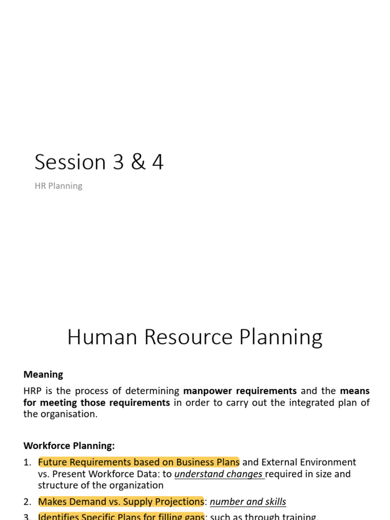 Session 3 & 4: HR Planning | PDF | Turnover (Employment) | Human Resources