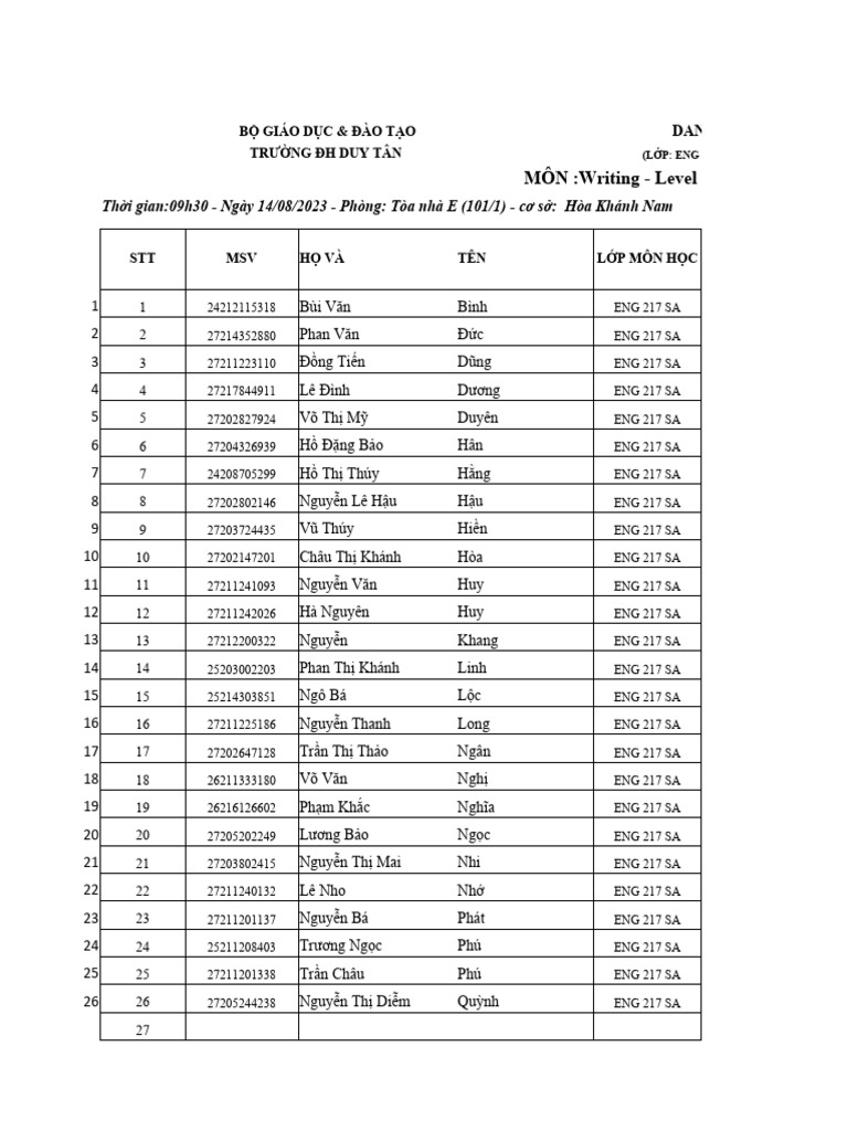 09h30 - ENG217 - WRITING LEVEL 3 | PDF
