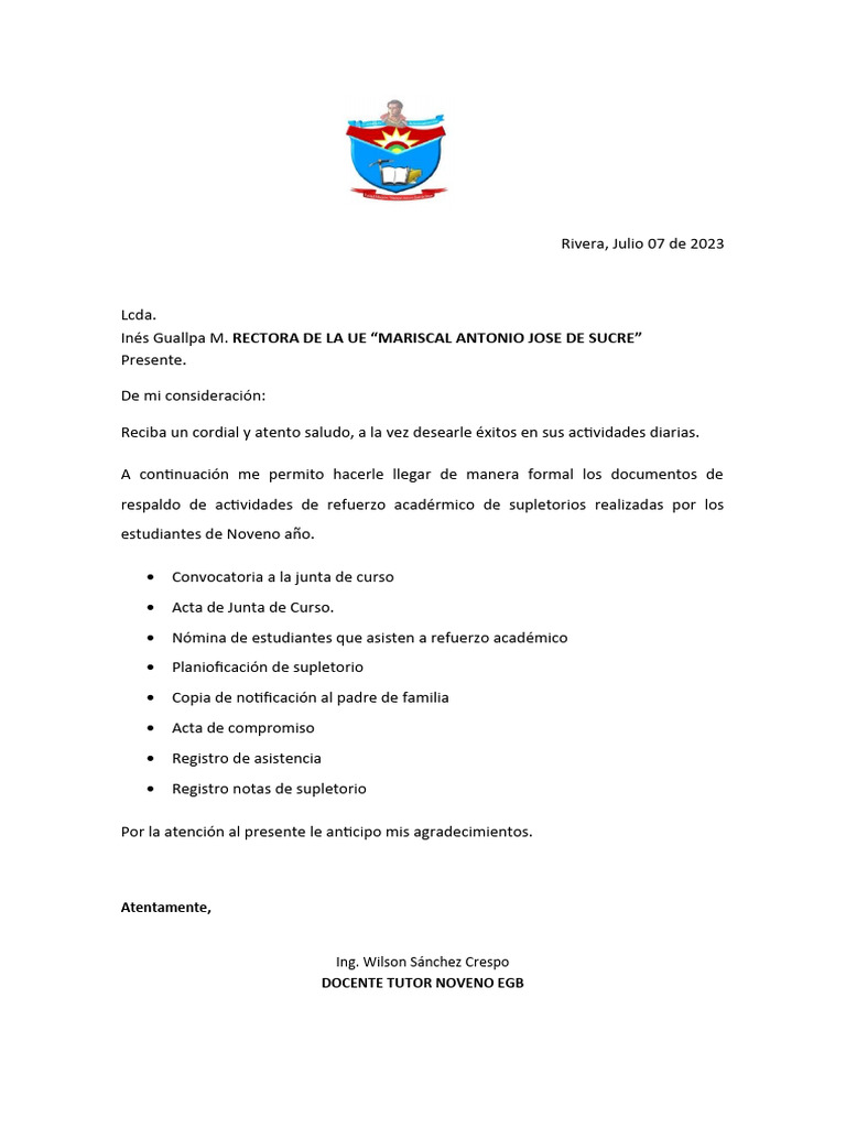 OFICIO DE ENTREGA DE DOCUMENTOS | PDF