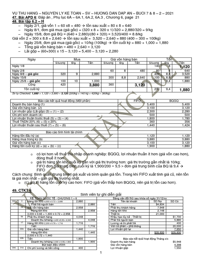 Dap An Buoi 7 8 - 032021 | PDF