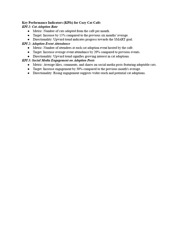 KPIs for Cat Adoption Success | PDF | Business | Finance & Money Management
