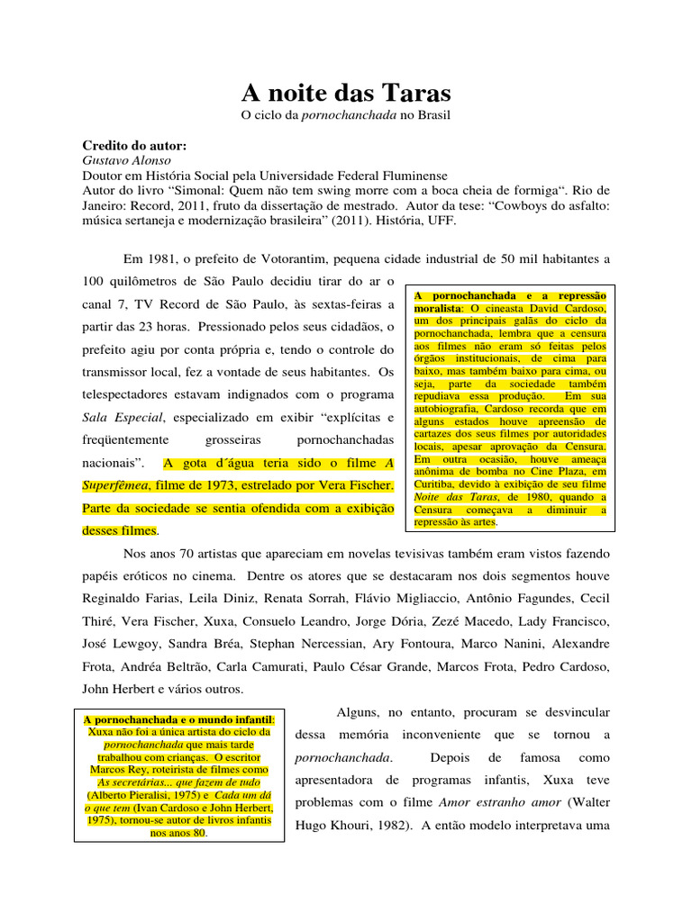 A Noite Das Taras O Ciclo Da Pornochanch | PDF | Brasil | Nudez