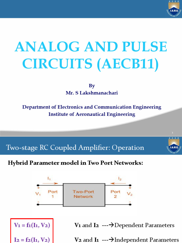H-Parameters and Single Stage Amplifier Analysis | PDF | Amplifier | Analog Circuits