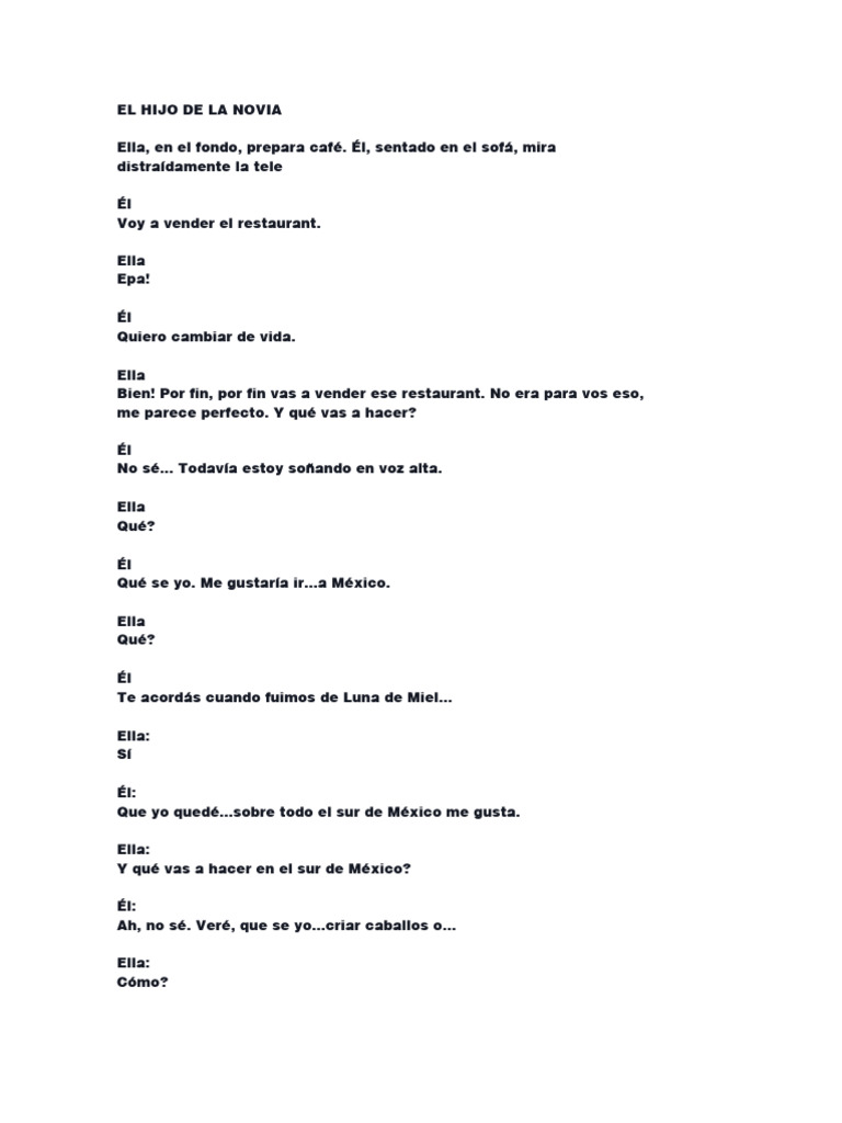 Escena El Hijo de La Novia | PDF