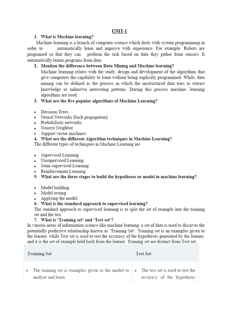 Unit 1 | PDF | Principal Component Analysis | Machine Learning