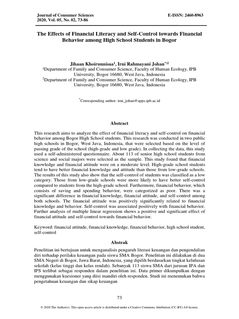 The_Effects_of_Financial_Literacy_and_Self-Control | PDF | Adolescence | Financial Literacy