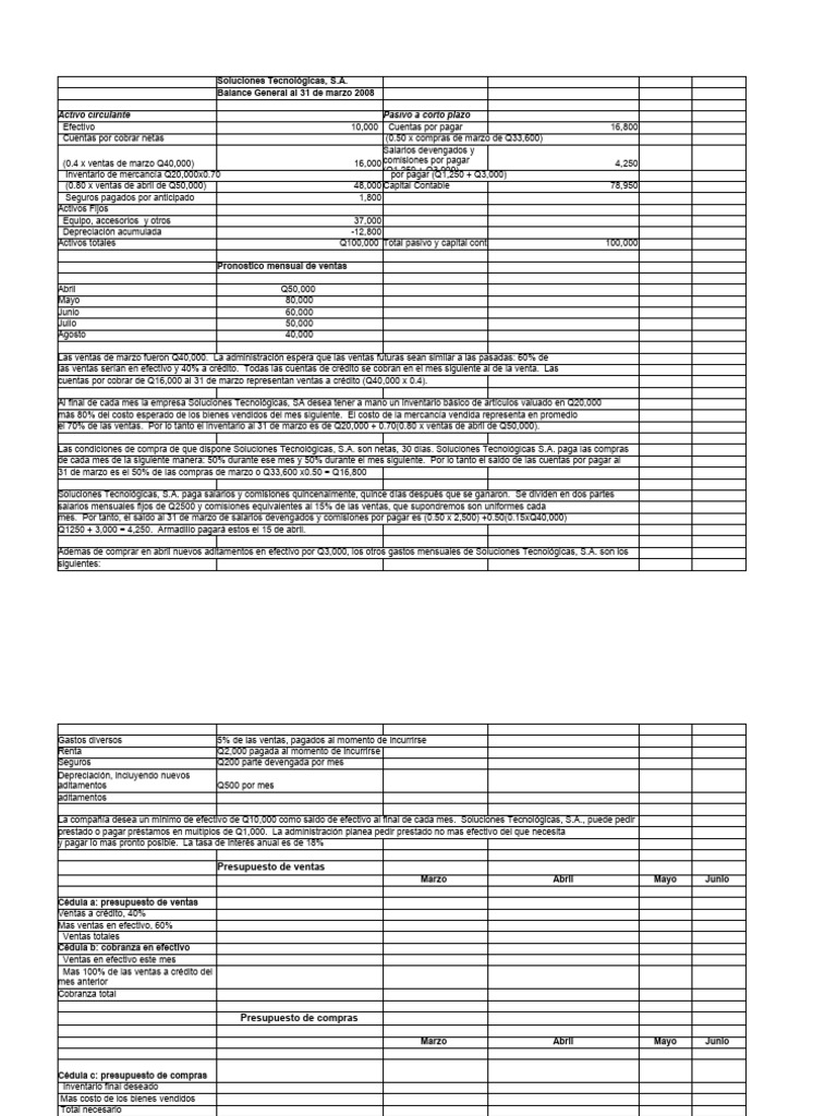 Formato Soluciones Tecnolo Gicas S.A. | PDF | Presupuesto | Costo de los bienes vendidos