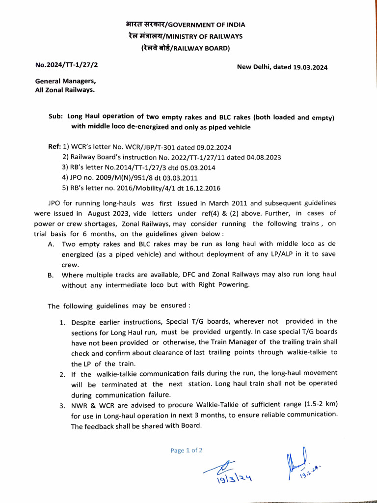 Long Haul Train Operation Guidelines | PDF | Transport | Rail Transport