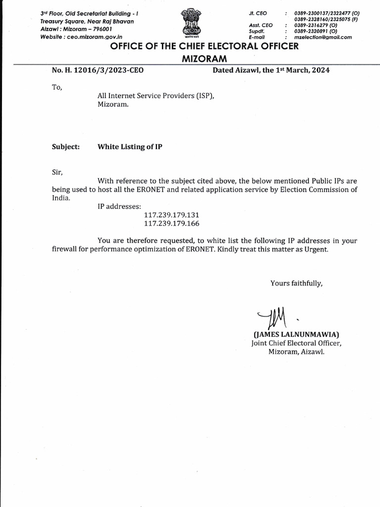 ISP Notice: Whitelist IPs for ERONET | PDF