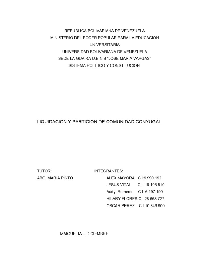 Divorcio y Partición de Bienes en Venezuela | PDF | Divorcio ...
