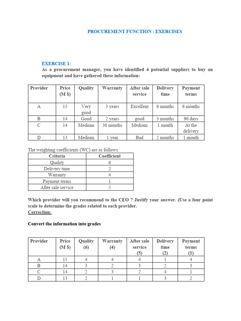 Procurement Decision Exercises | PDF | Procurement | Business