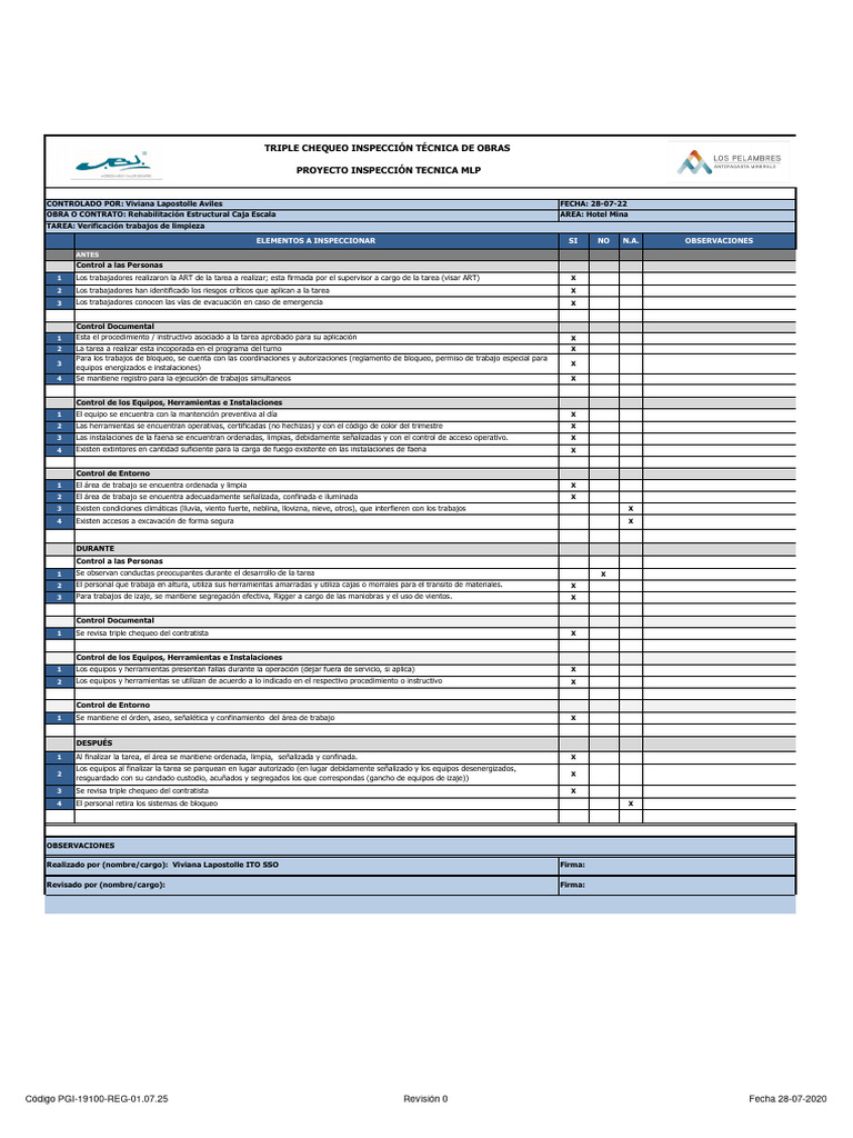 Formato Triple Chequeo ITO-Rev-0 | PDF
