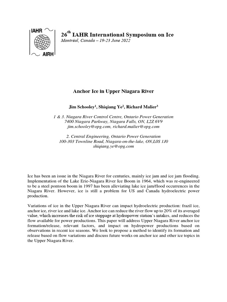 Anchor Ice in Upper Niagara River | PDF | Ice | Water