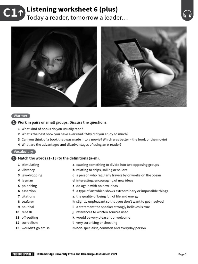 C1 Advanced Listening Worksheet 6 Plus | PDF | Vocabulary