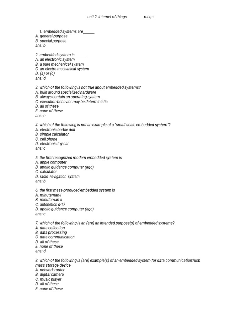 ETI All MCQ | PDF | Computer Network | Internet Of Things