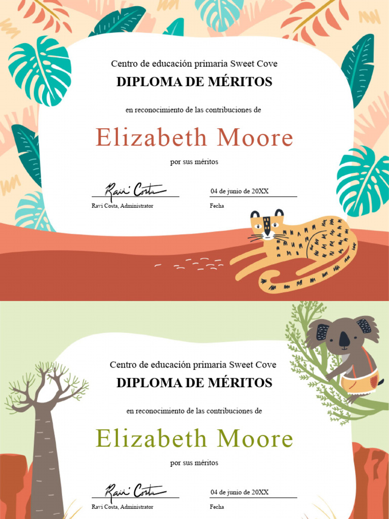 DIPLOMAS DE MERITO - PLANTILLAS | PDF