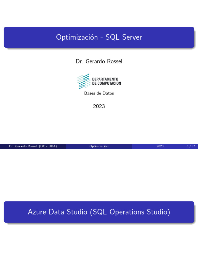 Clase Optimizacion | PDF | SQL | Servidor SQL de Microsoft