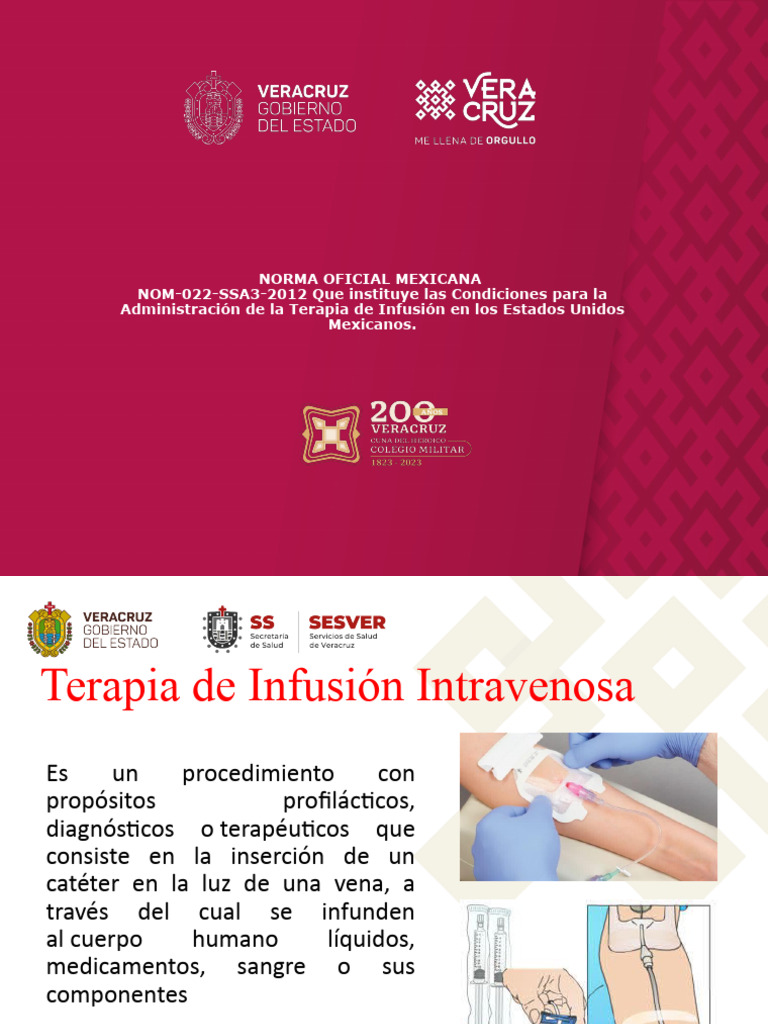 Nom 022 Sesion Terapia de Infusion | PDF | Terapia intravenosa | Especialidades Medicas