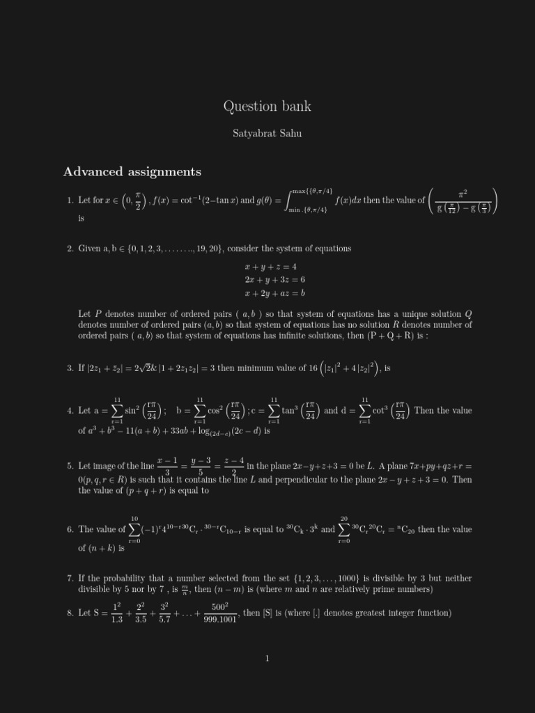 Advanced Problems Maths | PDF | Equations | Elementary Geometry