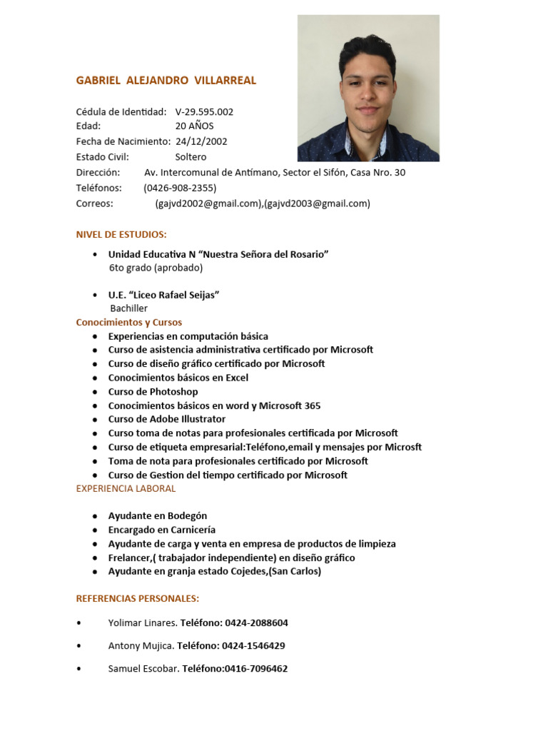 CV de Gabriel Alejandro Villarreal | PDF | Crecimiento personal y ...