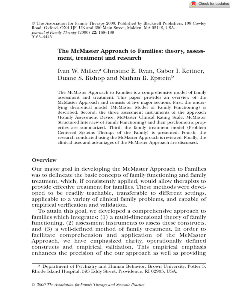 Journal of Family Therapy - 2008 - Miller - The McMaster Approach To ...