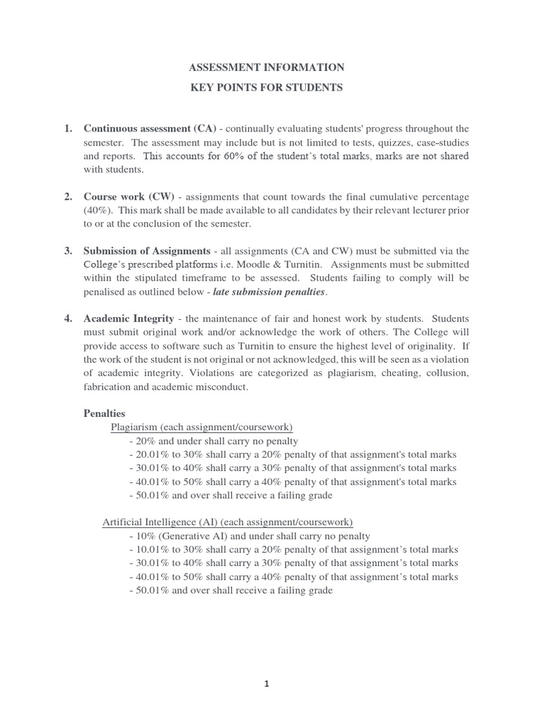 ASSESSMENT INFORMATION - Key Points For Students 032024 | PDF ...