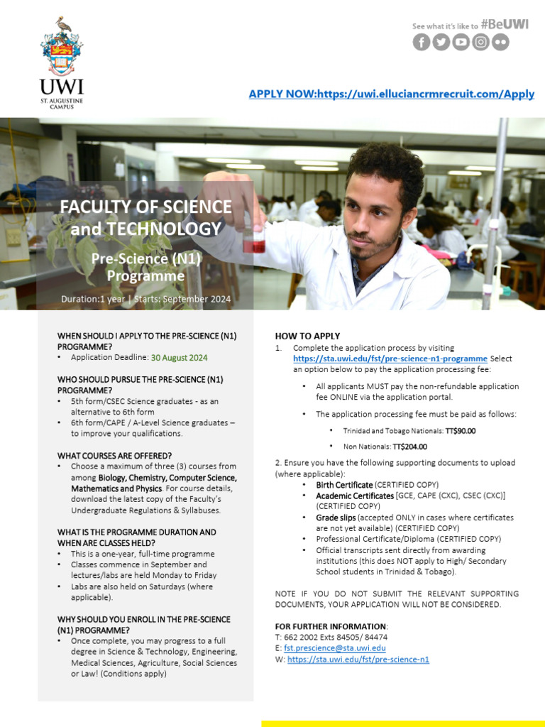 FST - Pre-Science Flyer | PDF | Academic Degree | Qualifications