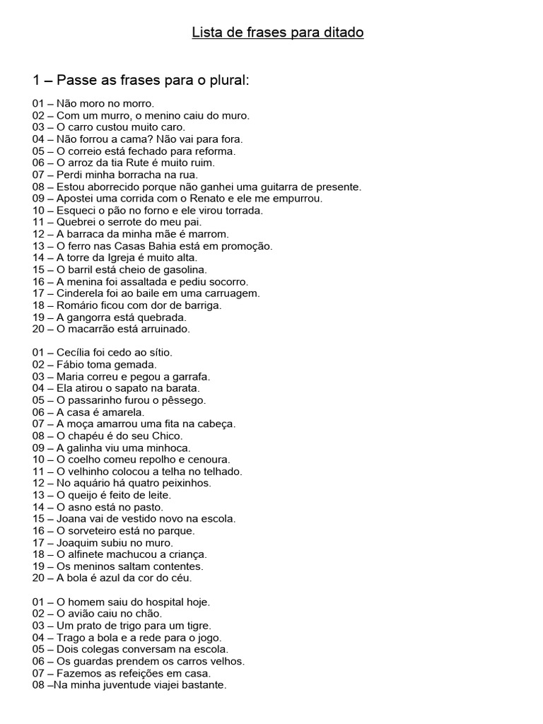 Ditado de Frases | PDF