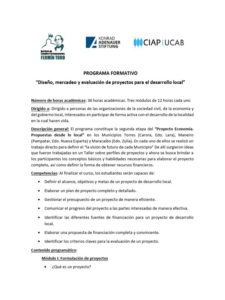 Programa Formativo Estructura | PDF | Evaluación | Presupuesto