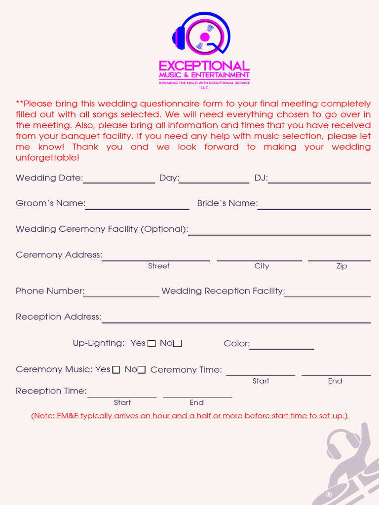 Fillable DJ | PDF | Bridesmaid | Groomsman