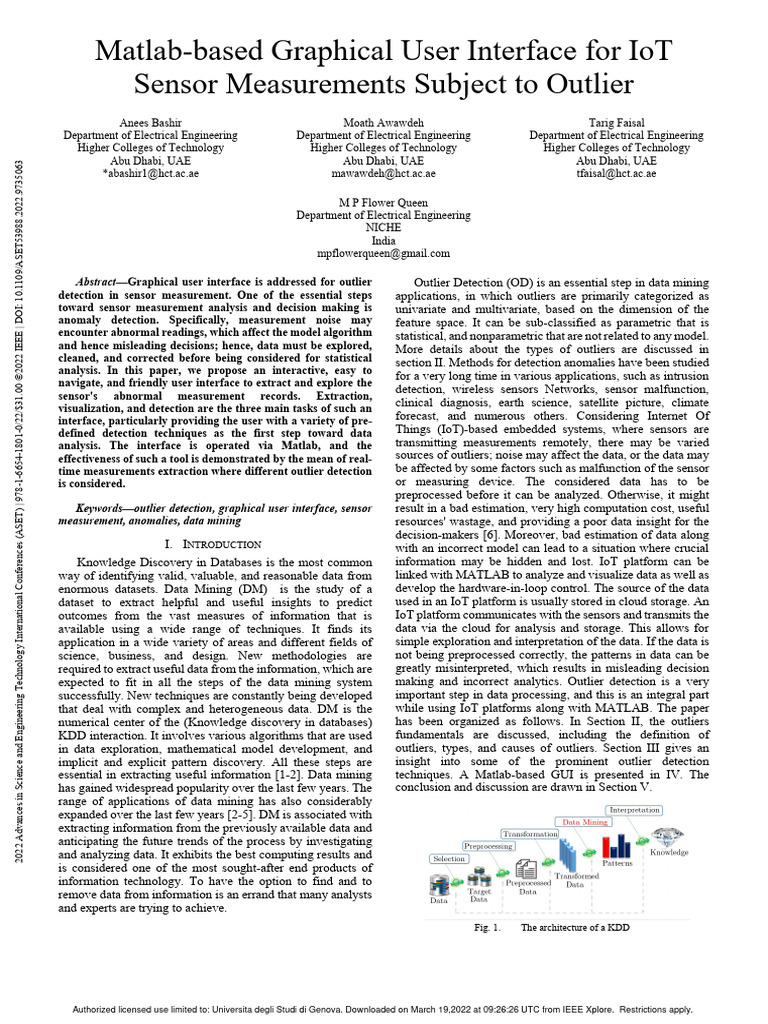 C 2022 Matlab Based Graphical User Interface For Iot Sensor Measurements Subject To Outlier