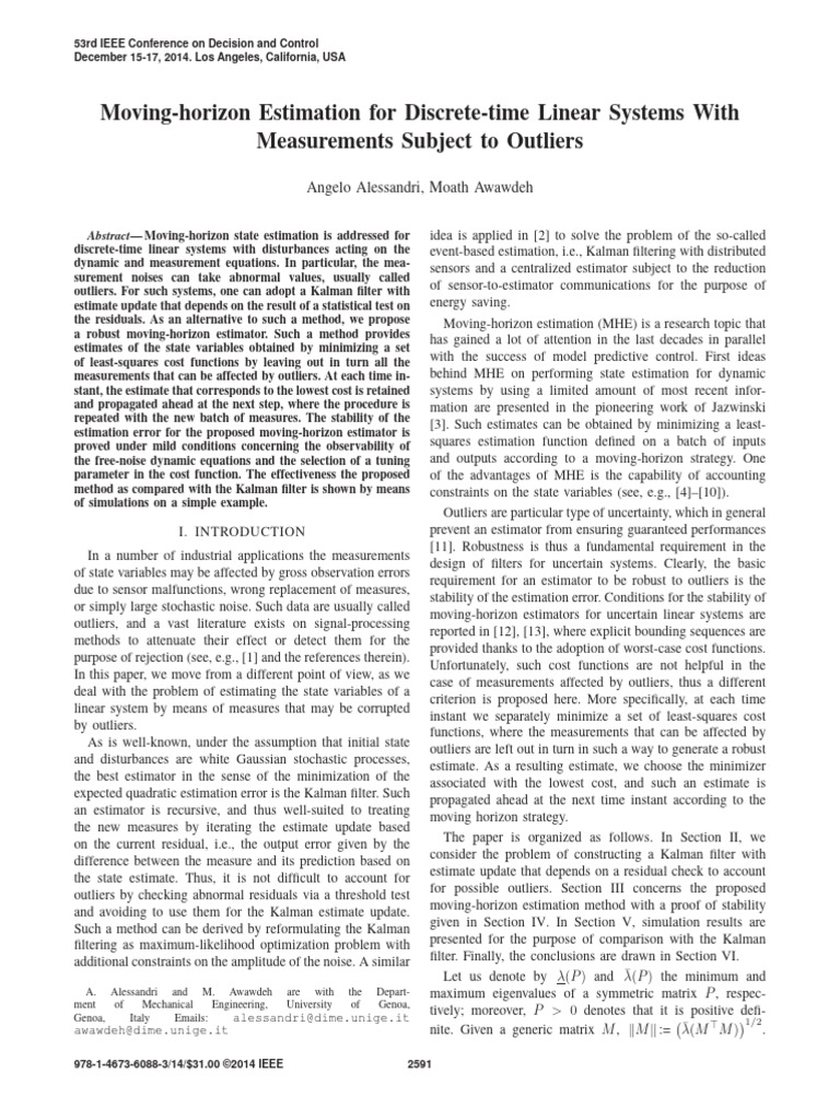 (C) 2014 - Moving-Horizon Estimation For Discrete-Time Linear Systems ...