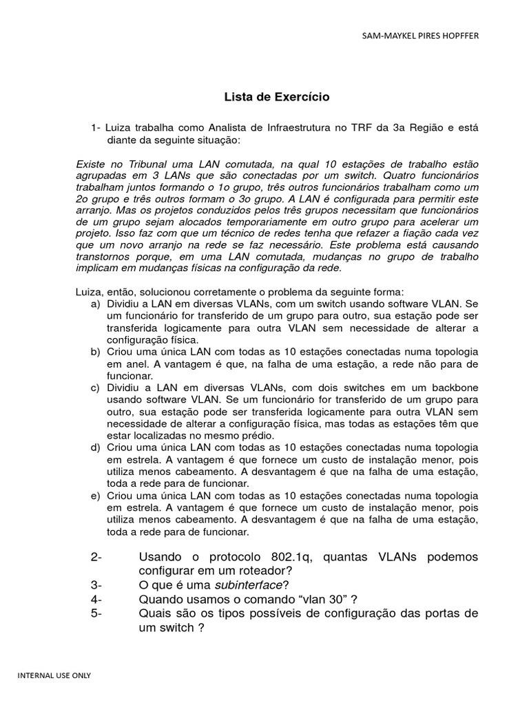 Lista de Exercício | PDF