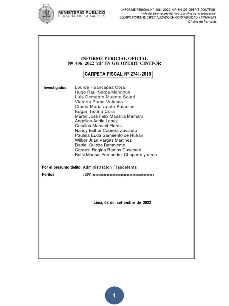 Informe Pericial 771 2022 Mp Fn Gg Operit Carpeta 2741 2018 Pdf